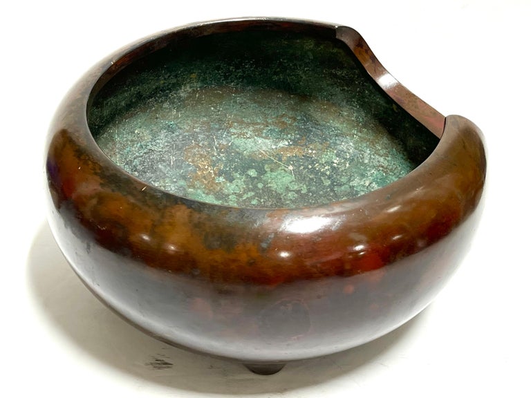 20th Century Bronze Asian Inspired Three Footed Bowl For Sale at 1stDibs