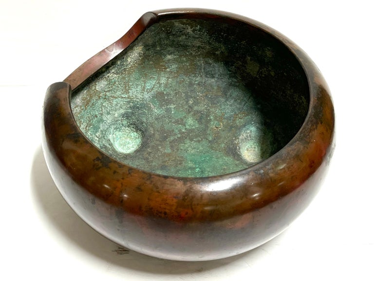 20th Century Bronze Asian Inspired Three Footed Bowl For Sale at 1stDibs