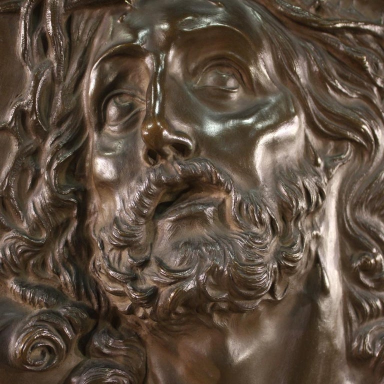 20th Century Bronze Italian Religious Christ Sculpture Bas-Relief, 1920 ...