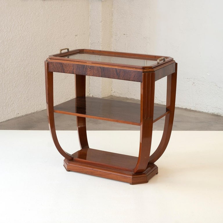 20th Century Brown French Art Deco Vintage Shellac Polished Mahogany ...