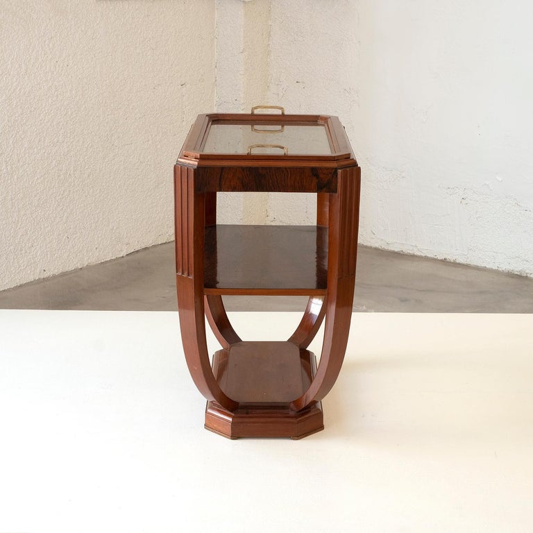 20th Century Brown French Art Deco Vintage Shellac Polished Mahogany ...