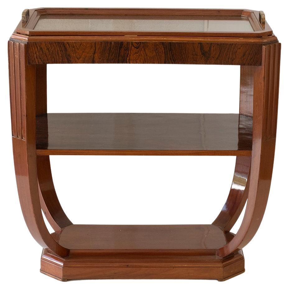 20th Century Brown Occasional Round Art Deco Side Table, Small Italian ...