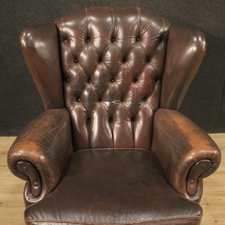 20th Century Brown Leather English Chester Armchair, 1970 For Sale at ...