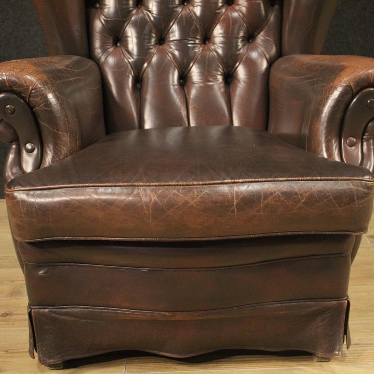 20th Century Brown Leather English Chester Armchair, 1970 For Sale at ...