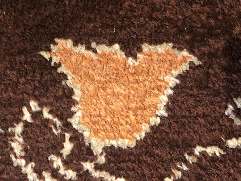 20th Century Brown and Orange Floreal Square Français Savonnerie, Early ...