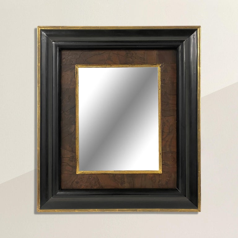 20th Century Burl and Gold Leaf Framed Mirror For Sale at 1stDibs