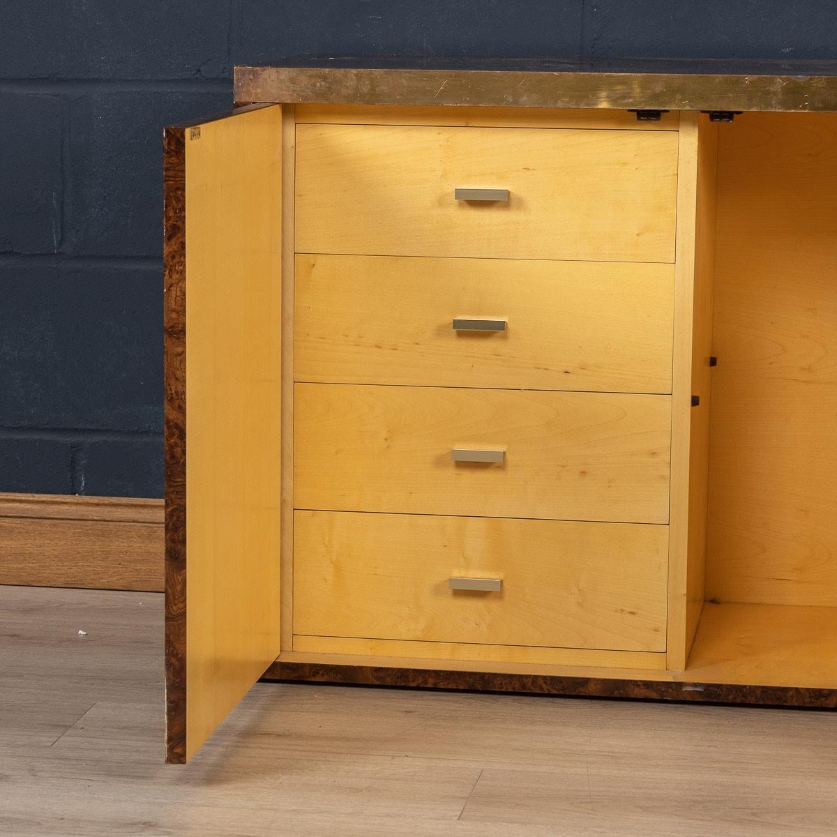 20th Century Burled Walnut Veneer Sideboard, by Willy Rizzo, Italy ...
