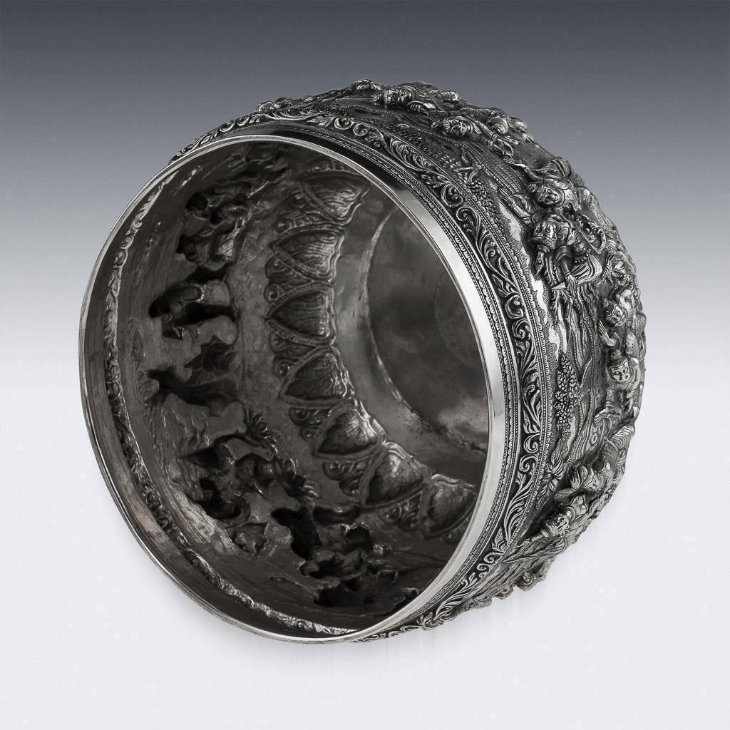 20th Century Burmese Solid Silver Thabeik Bowl, Rangoon, Tiger Mark ...