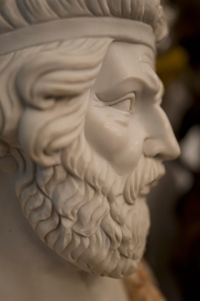 20th Century Bust of Roman Hand Carved in Carrara White and Alicante ...