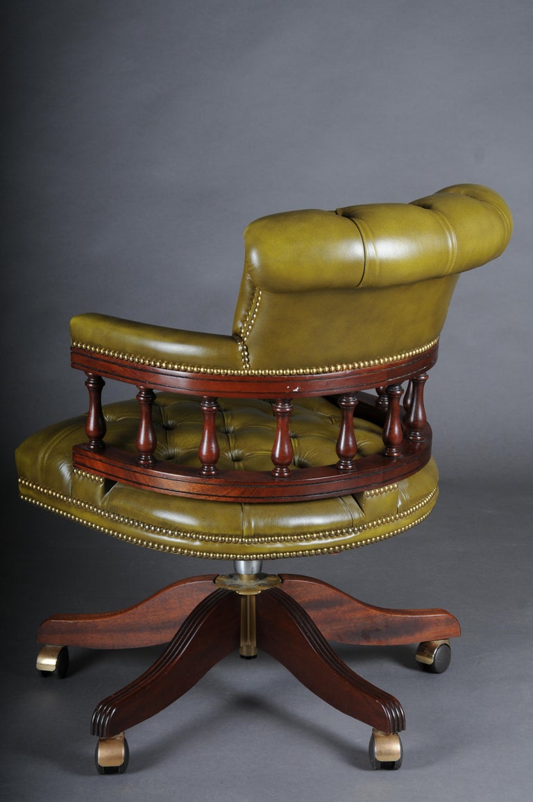 20th Century, Captain chair English Armchair Leather For Sale at 1stDibs