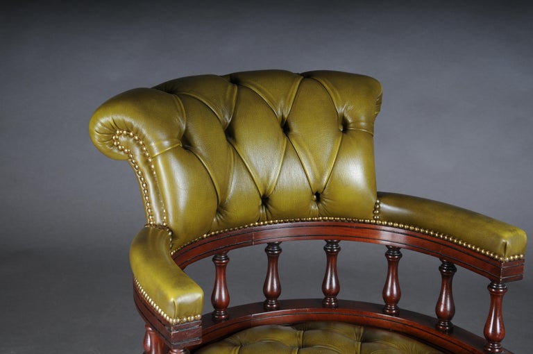 20th Century, Captain chair English Armchair Leather For Sale at 1stDibs