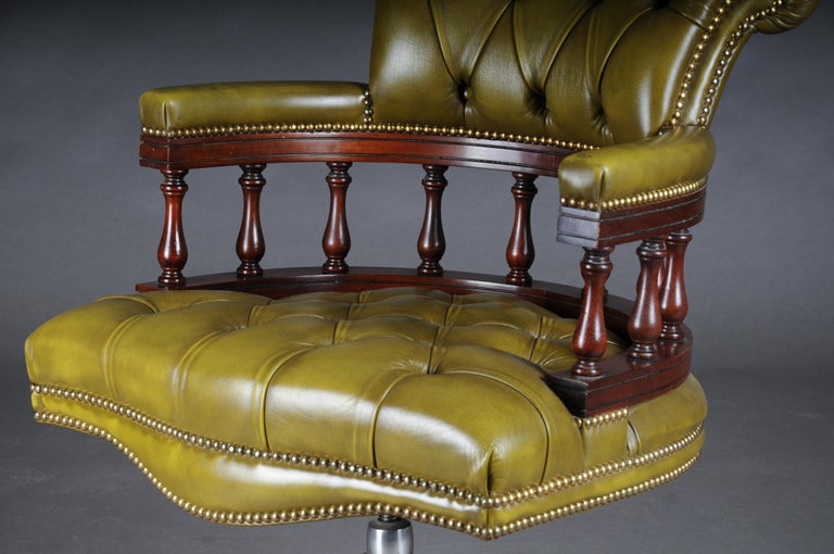 20th Century, Captain chair English Armchair Leather For Sale at 1stDibs