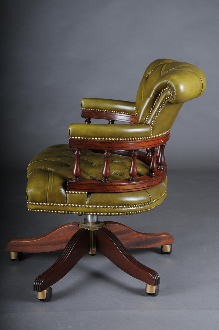 20th Century, Captain chair English Armchair Leather For Sale at 1stDibs