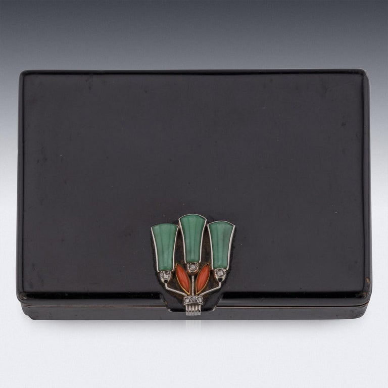 20th Century Cartier 18K Gold, Enamel, Jade, Coral and Diamond Vanity ...
