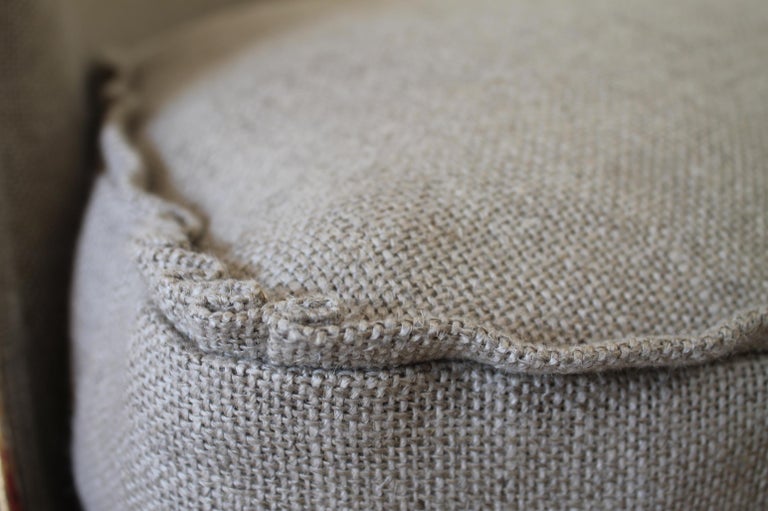 20th Century Carved Giltwood Settee Upholstered in Irish Nubby Natural ...