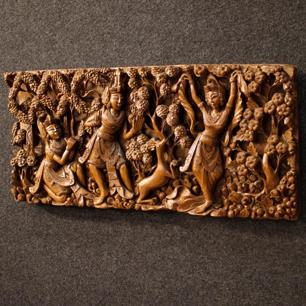 20th Century Carved Wood Characters and Animals Indonesian High Relief ...