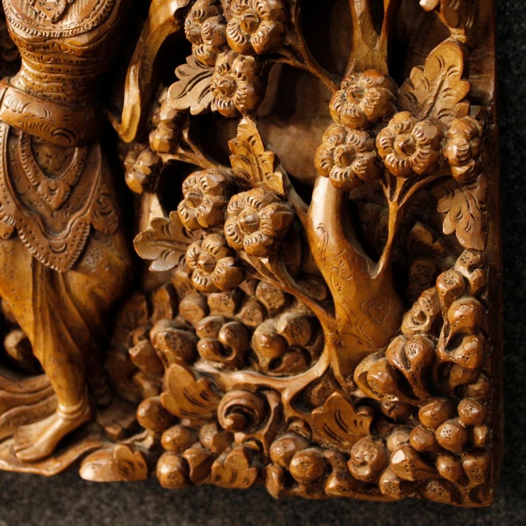 20th Century Carved Wood Characters and Animals Indonesian High Relief ...