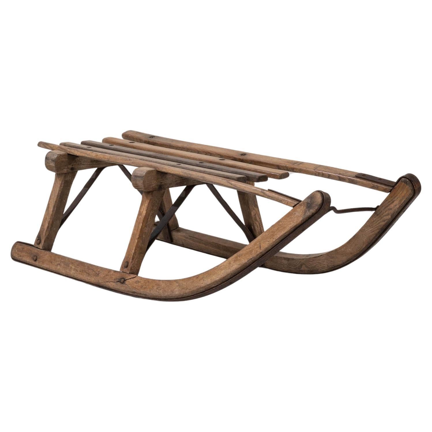 20th Century German Wooden Sled By Davos For Sale at 1stDibs
