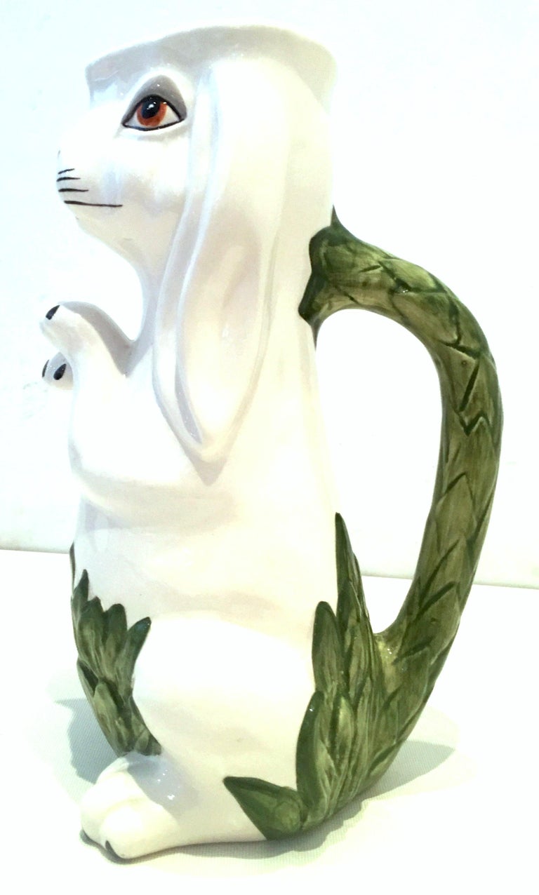 20th Century Ceramic Bunny Rabbit Beverage Pitcher by Mottahedeh ...