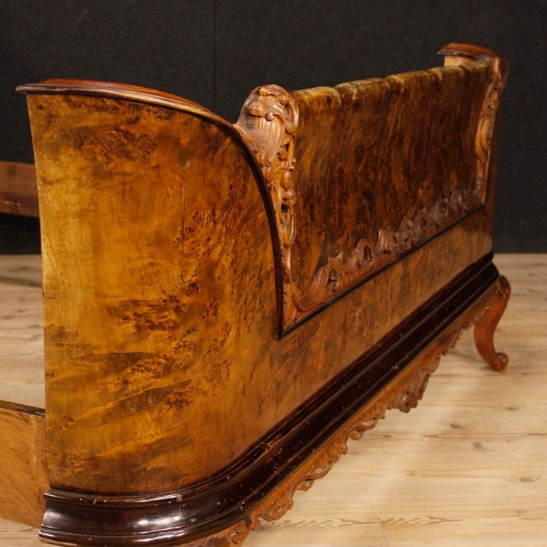 20th Century Cherry, Beech, Burl Walnut Italian Double Bed, 1950 For ...