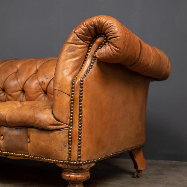 20th Century Chesterfield Brown Leather Sofa with Button Down Seats ...