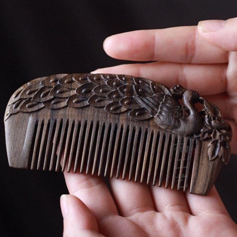 20th Century Chinese Agarwood Carving Peacock Decoration Comb For Sale ...