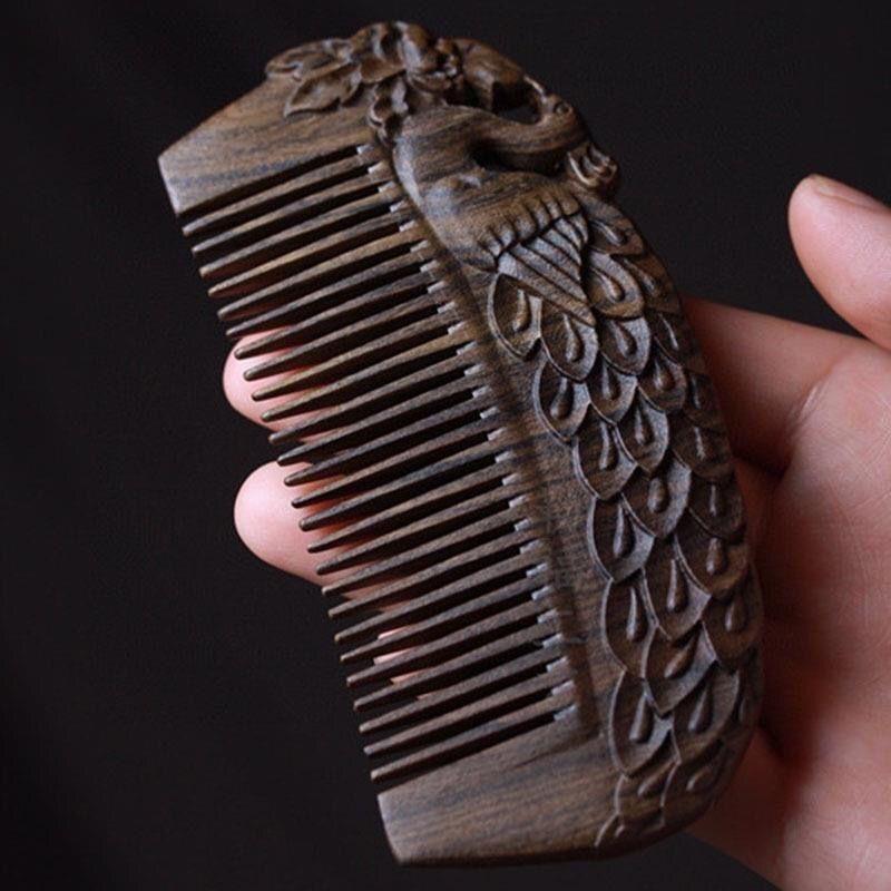 20th Century Chinese Agarwood Carving Peacock Decoration Comb For Sale ...