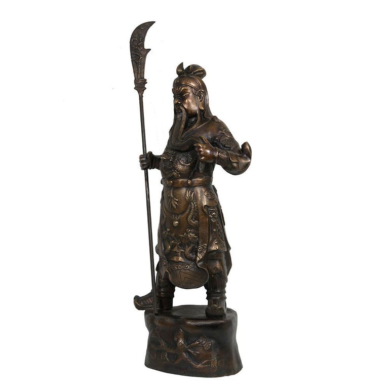 20th Century Chinese Bronze God of Warrior Guan Gong Statuary For Sale ...