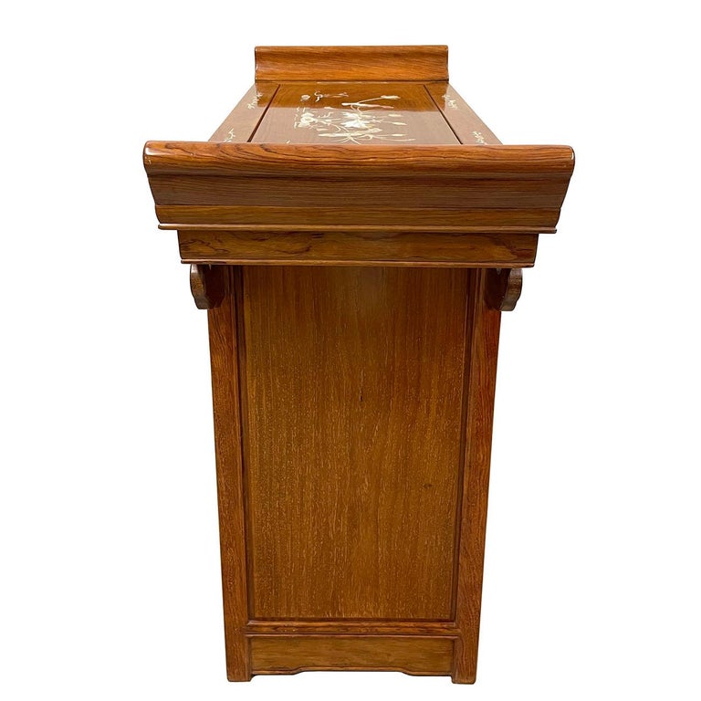 20th Century Chinese Carved Hardwood Altar Cabinet with Mother of Pearl ...