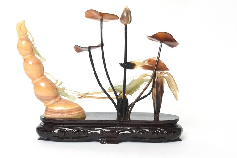 20th Century Chinese Carved Serpentine Shrimp Prawn with Horn ...