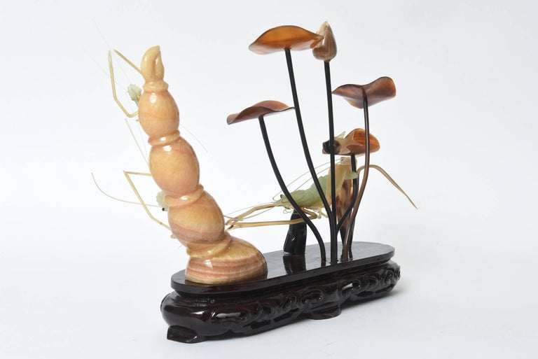 20th Century Chinese Carved Serpentine Shrimp Prawn with Horn ...