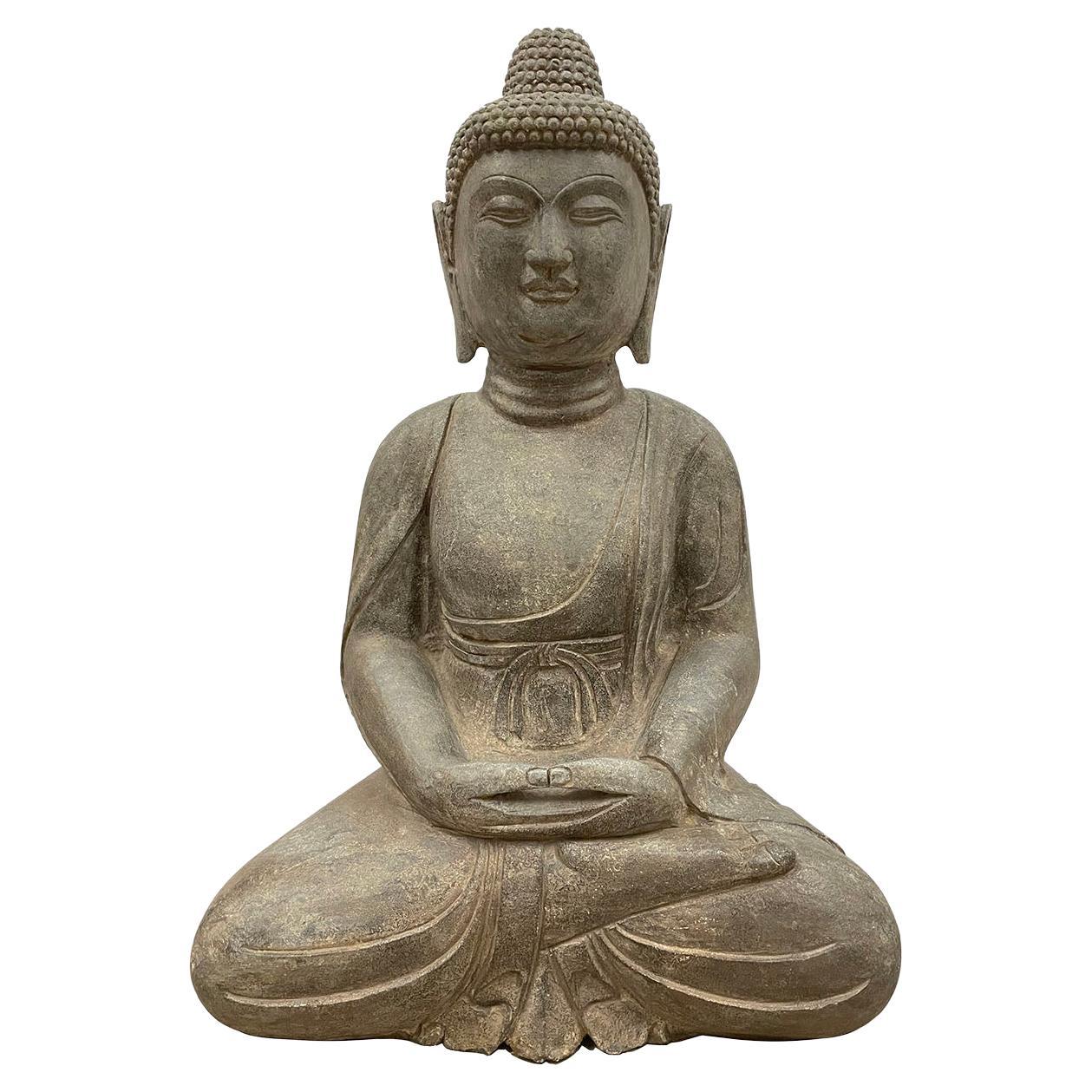 Early 19th Century Antique Chinese Carved Stone Buddha Head Statue For ...