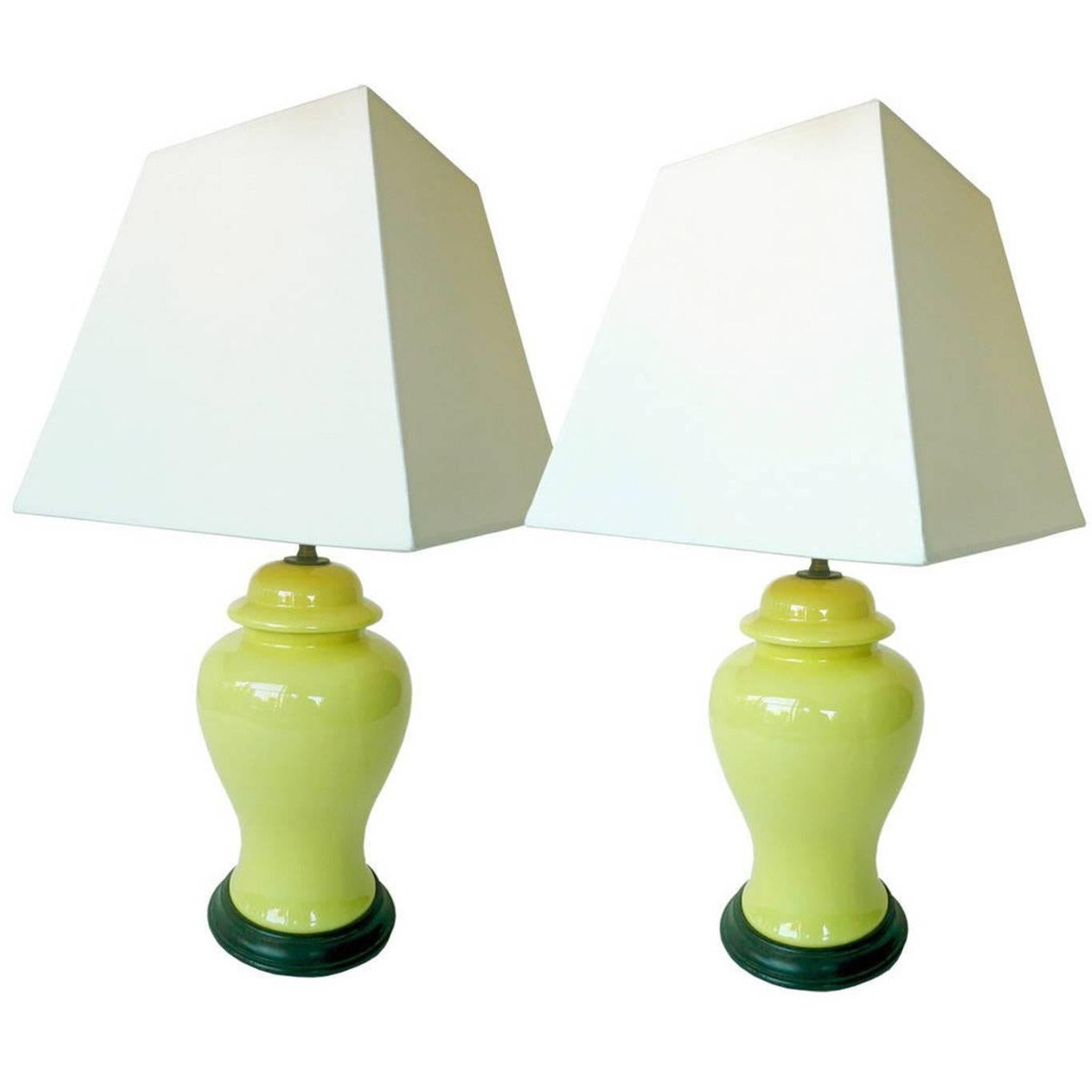20th Century Chinese Ceramic Ginger Lamps, Pair at 1stDibs