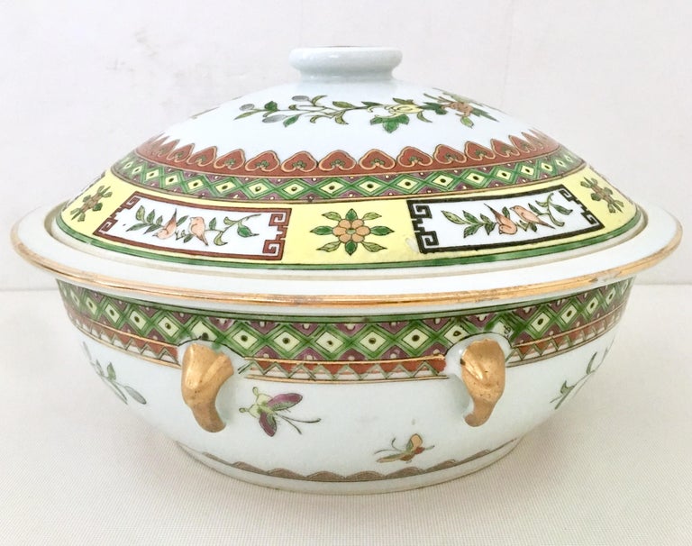 20th Century Chinese Export Hand-Painted Porcelain Enamel and Gold ...