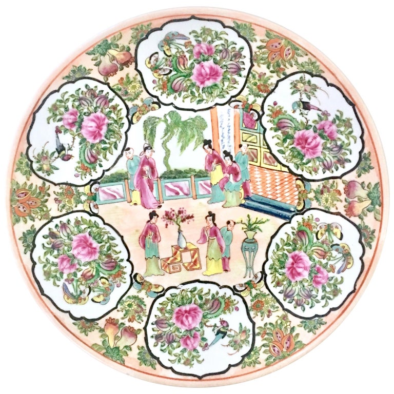 20th Century Chinese Export Porcelain Hand Painted Famille Center Bowl ...