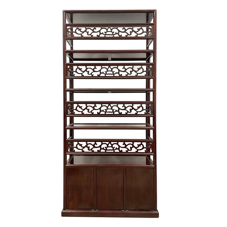 20th Century Chinese Hand Carved Hardwood Book Shelf/Display Cabinet ...
