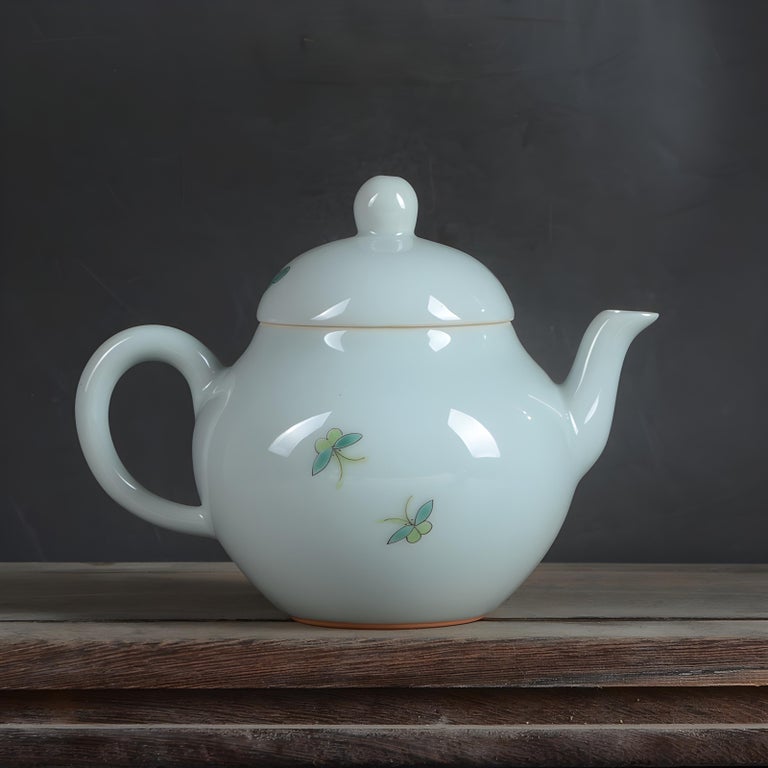 20th Century Chinese Handmade Porcelain Teapot Featuring Lions Playing ...