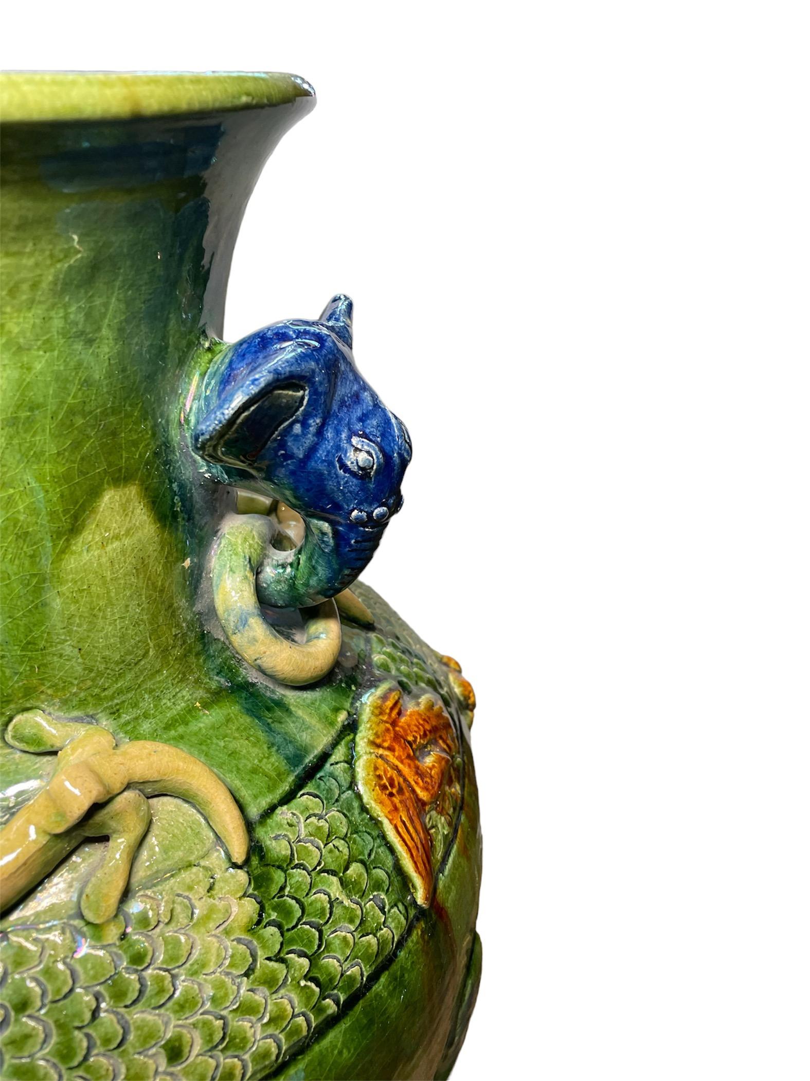 20th Century Chinese Huge Floor Hand Painted Urn at 1stDibs