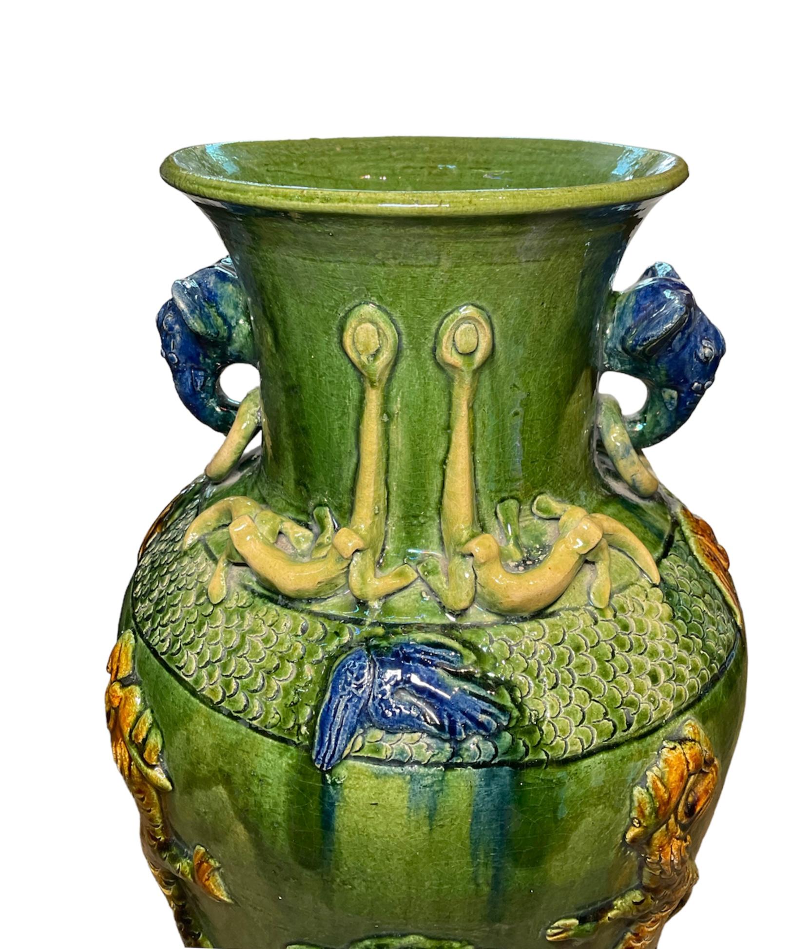 20th Century Chinese Huge Floor Hand Painted Urn at 1stDibs