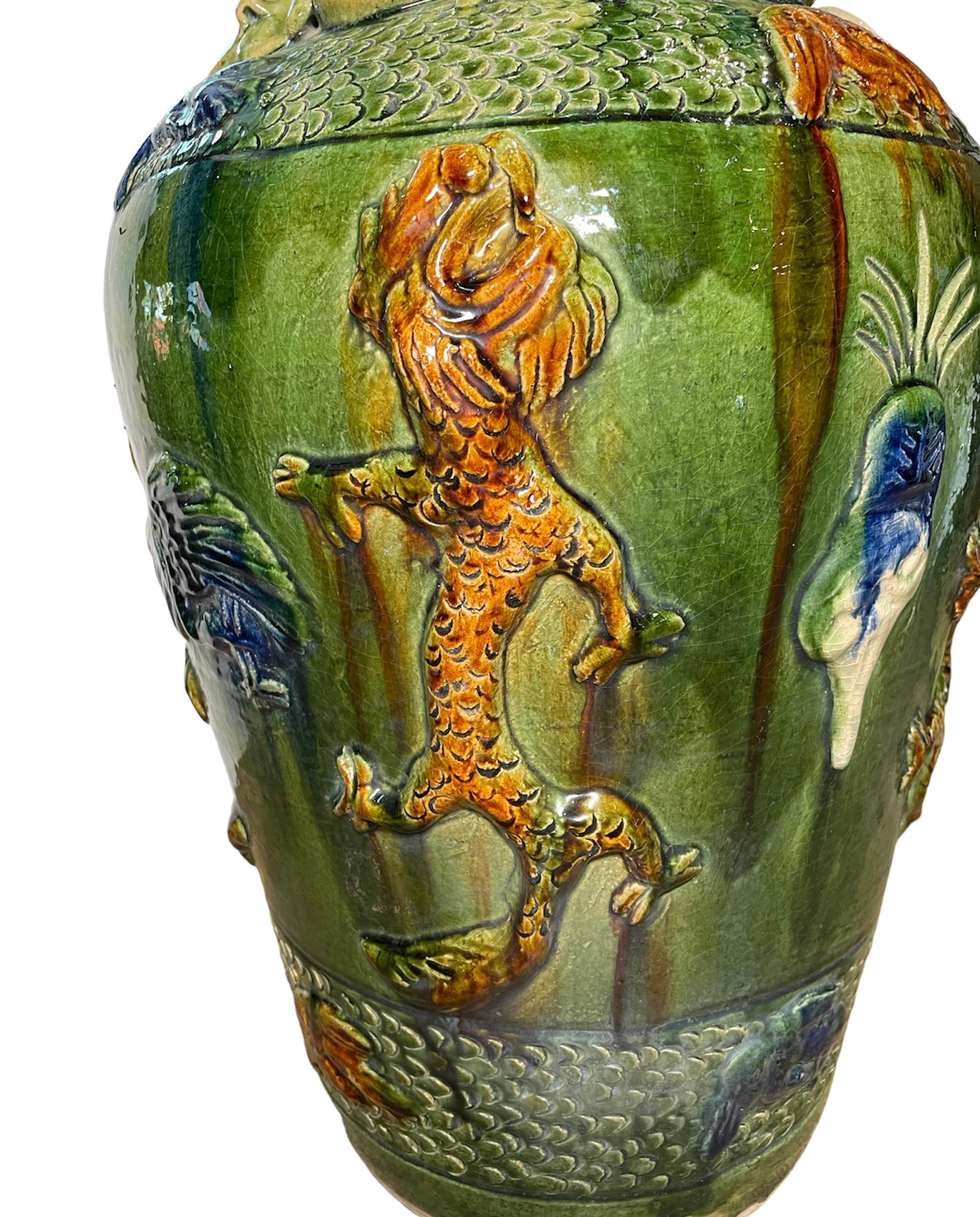 20th Century Chinese Huge Floor Hand Painted Urn at 1stDibs