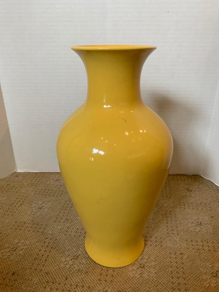 20th Century Chinese Imperial Style Yellow Monochrome Baluster Vase ...