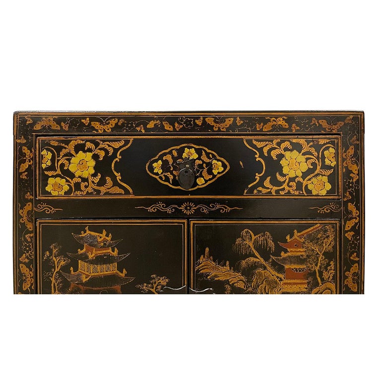 20th Century Chinese Lacquer Painted Night Stand/End Table at 1stDibs