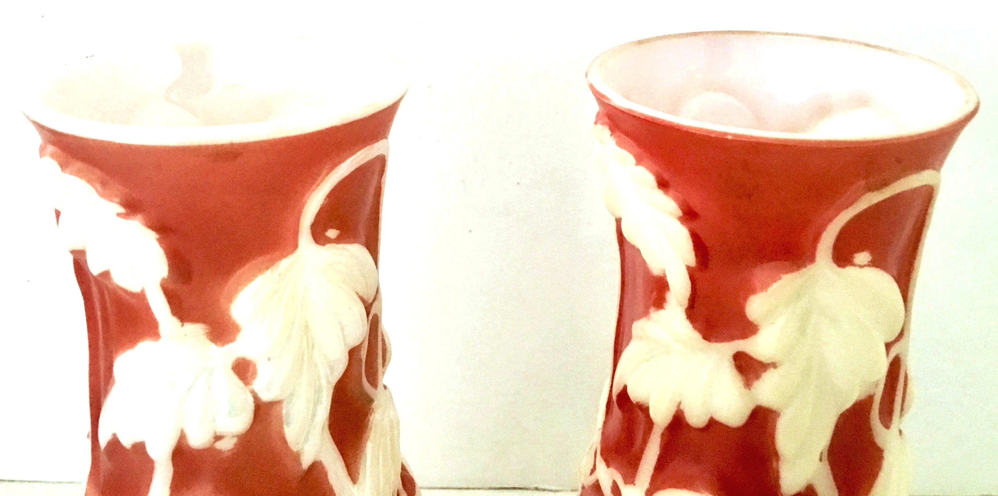 20th Century Chinese Peking Glass High Relief Floral Motif Vases For ...