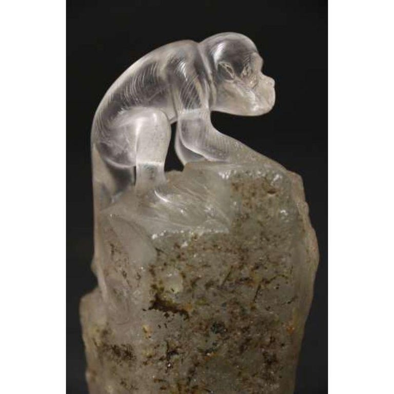 20th Century Chinese Quartz Rock Crystal Study of a Monkey, circa 1920 ...