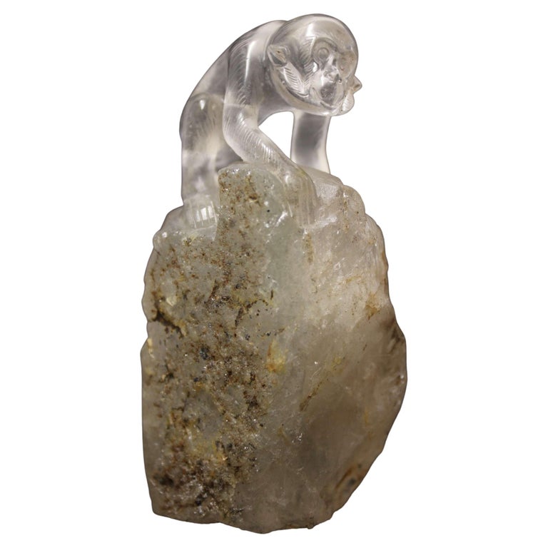 20th Century Chinese Quartz Rock Crystal Study of a Monkey, circa 1920 ...