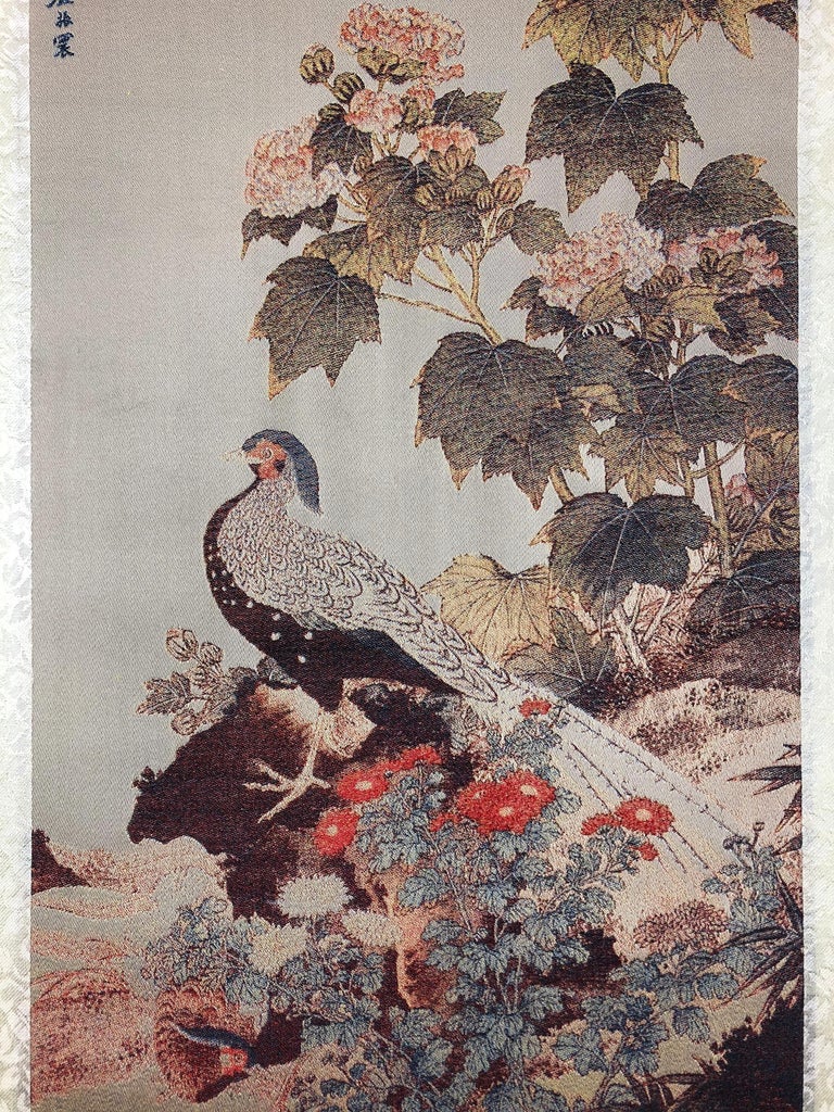 20th Century Chinese Silk Hanging Scroll Painting with Original Gold ...