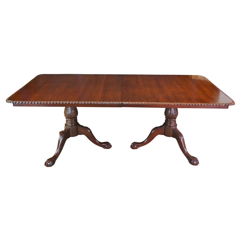 20th Century Chippendale Carved Mahogany Extendable Dining Table Ball ...