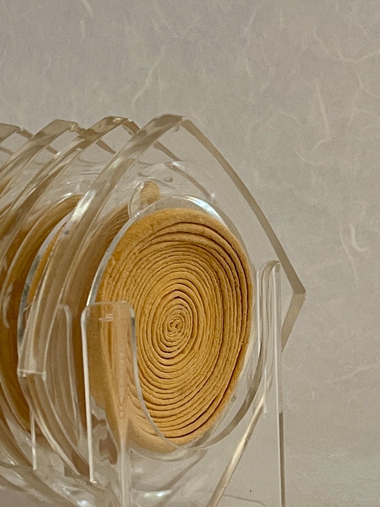 20th Century Clear Acrylic Coasters and Stand For Sale at 1stDibs
