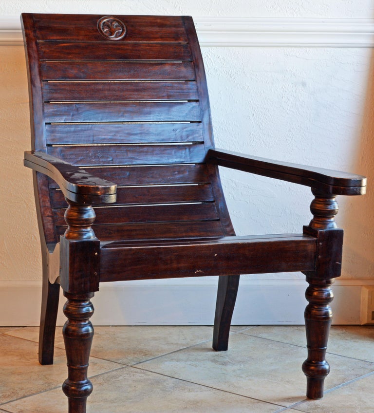 20th Century Colonial Style Hardwood Slat Seat Planters Chair at 1stDibs