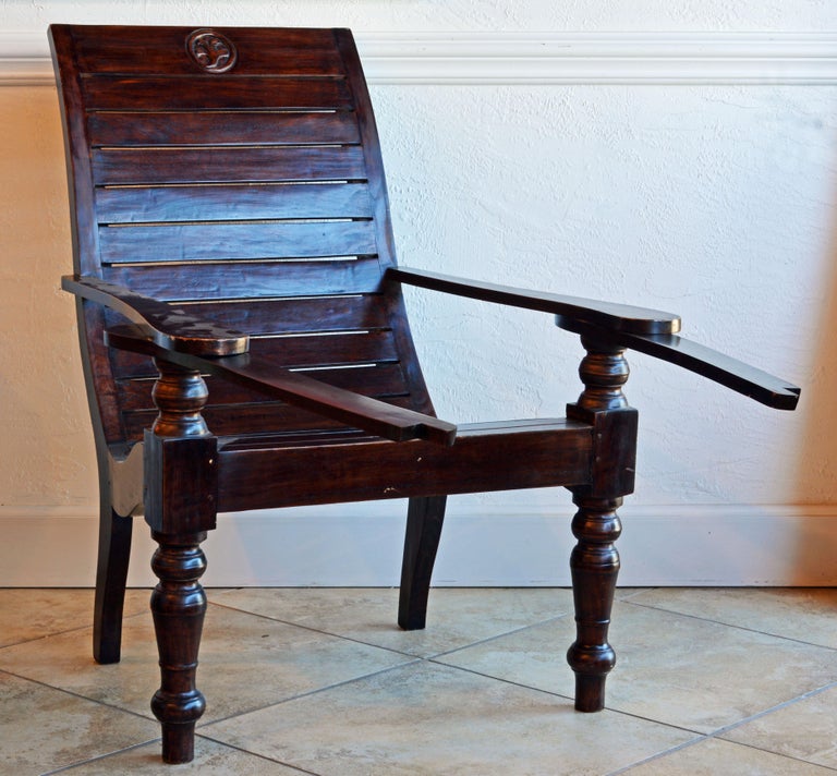 20th Century Colonial Style Hardwood Slat Seat Planters Chair at 1stDibs